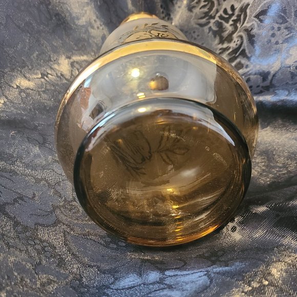 Vintage | Accents | Vintage Etched Gold Leaf Glass Decanter Missing ...